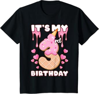 Amazon.com: Birthday, Girl 3 years, Ice Cream, It's my 3rd Birthday T-Shirt : Clothing, Shoes ...